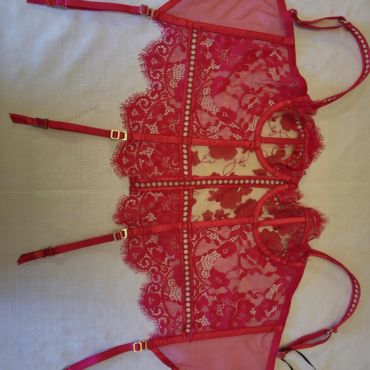 Honey Birdette Molly Red Bustier Size 34c Rrp Depop