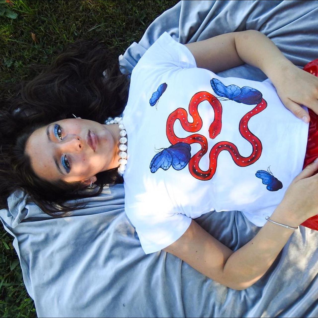 Baby Tee Butterflies and Snake 🦋 Hand made and... - Depop