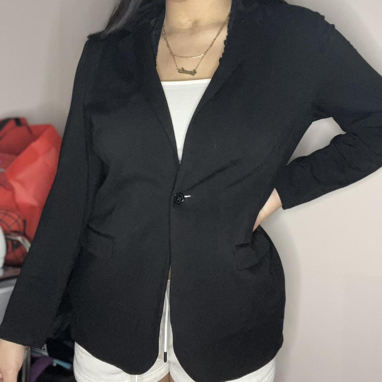 black business jacket w/ one button... - Depop