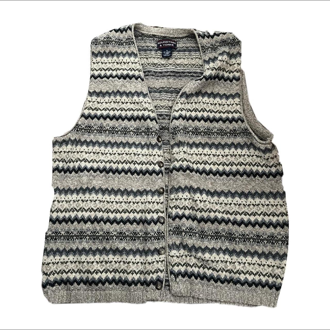 patterned stripped buttoned sweater vest! * so warm,... - Depop