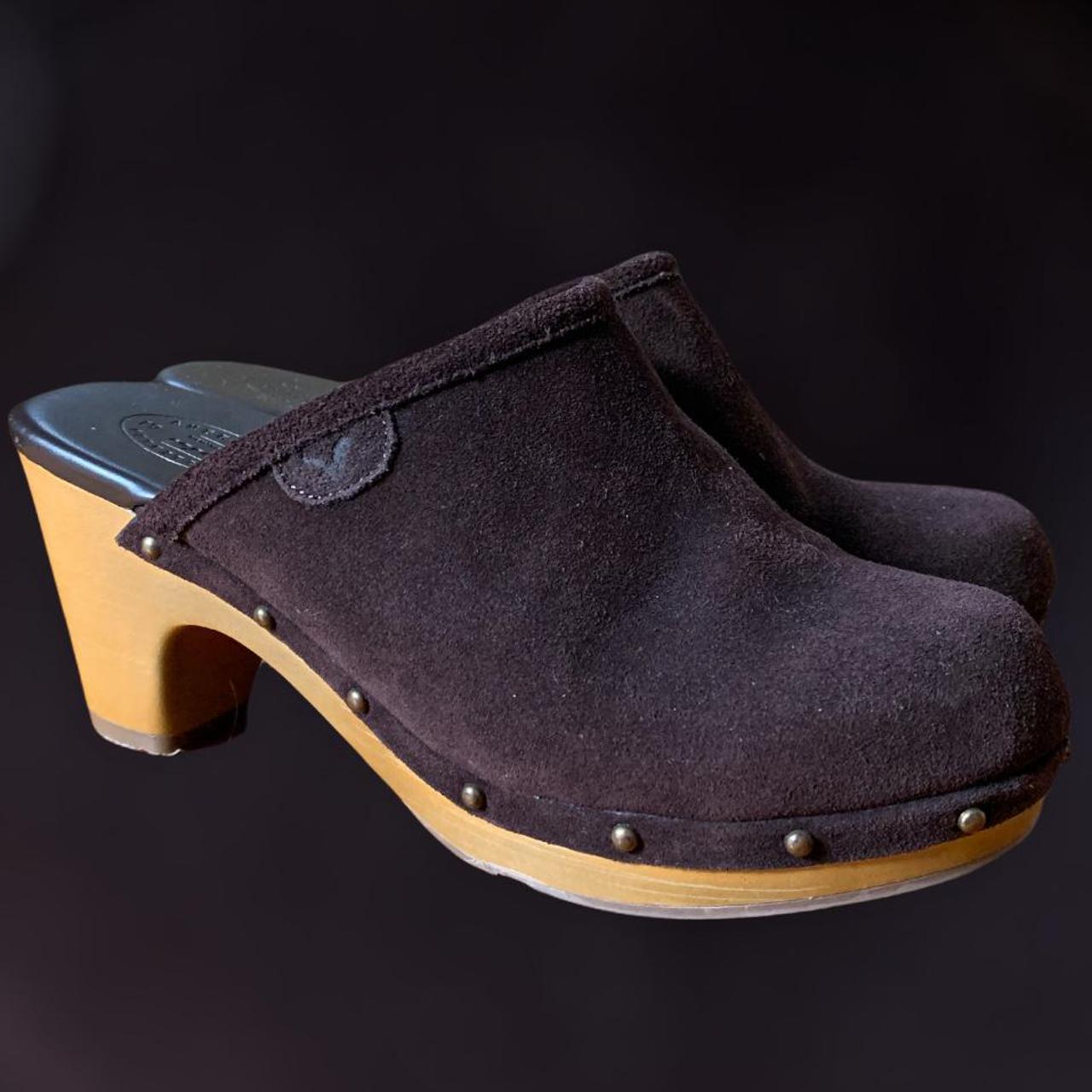 Y2K Brown Suede Studded Chunky Heel Clogs ••these... - Depop