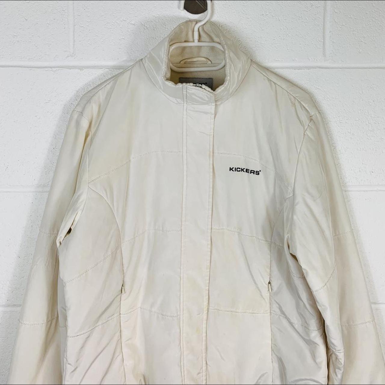Vintage Kickers Coat in White. Fleece lined with... - Depop