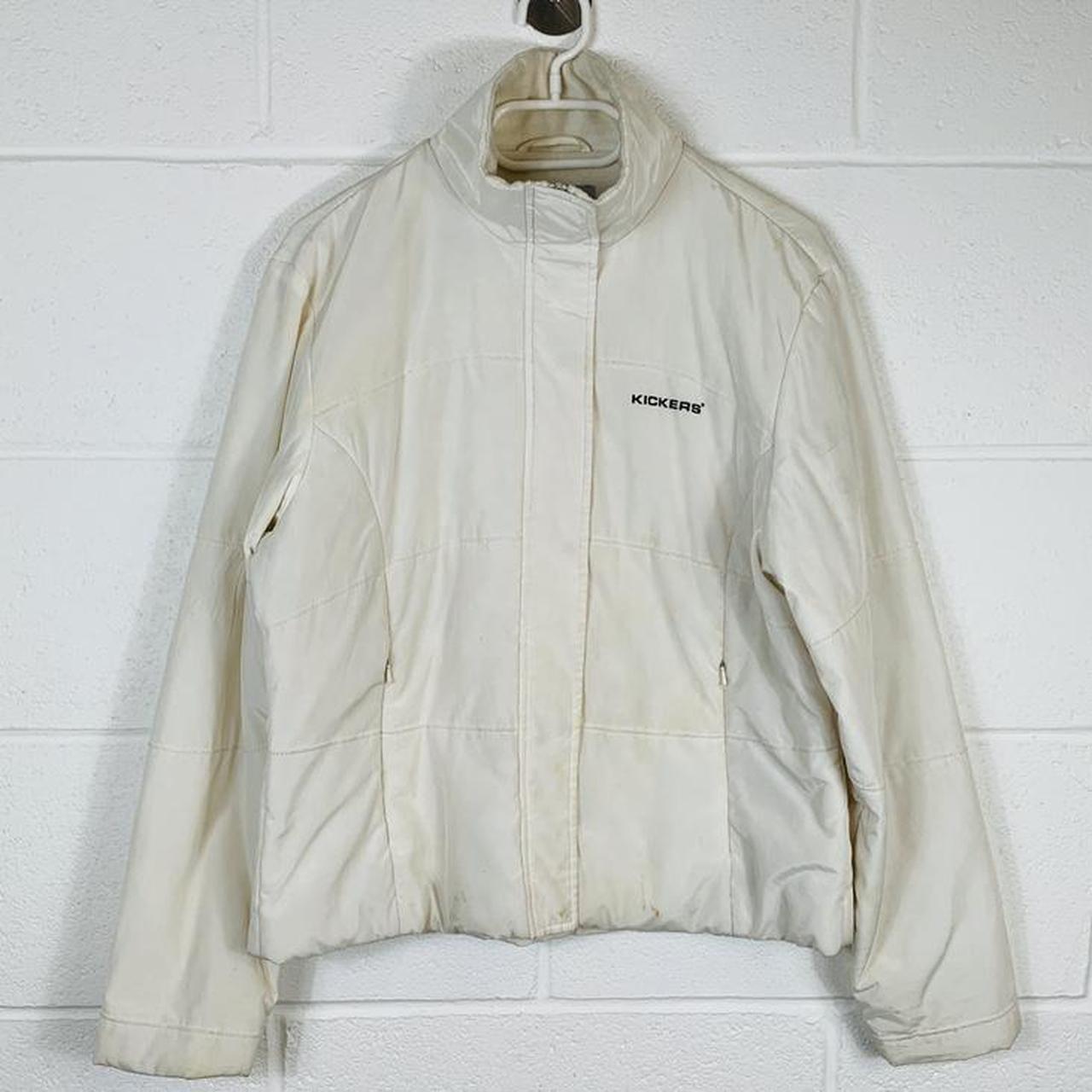 Vintage Kickers Coat in White. Fleece lined with... - Depop