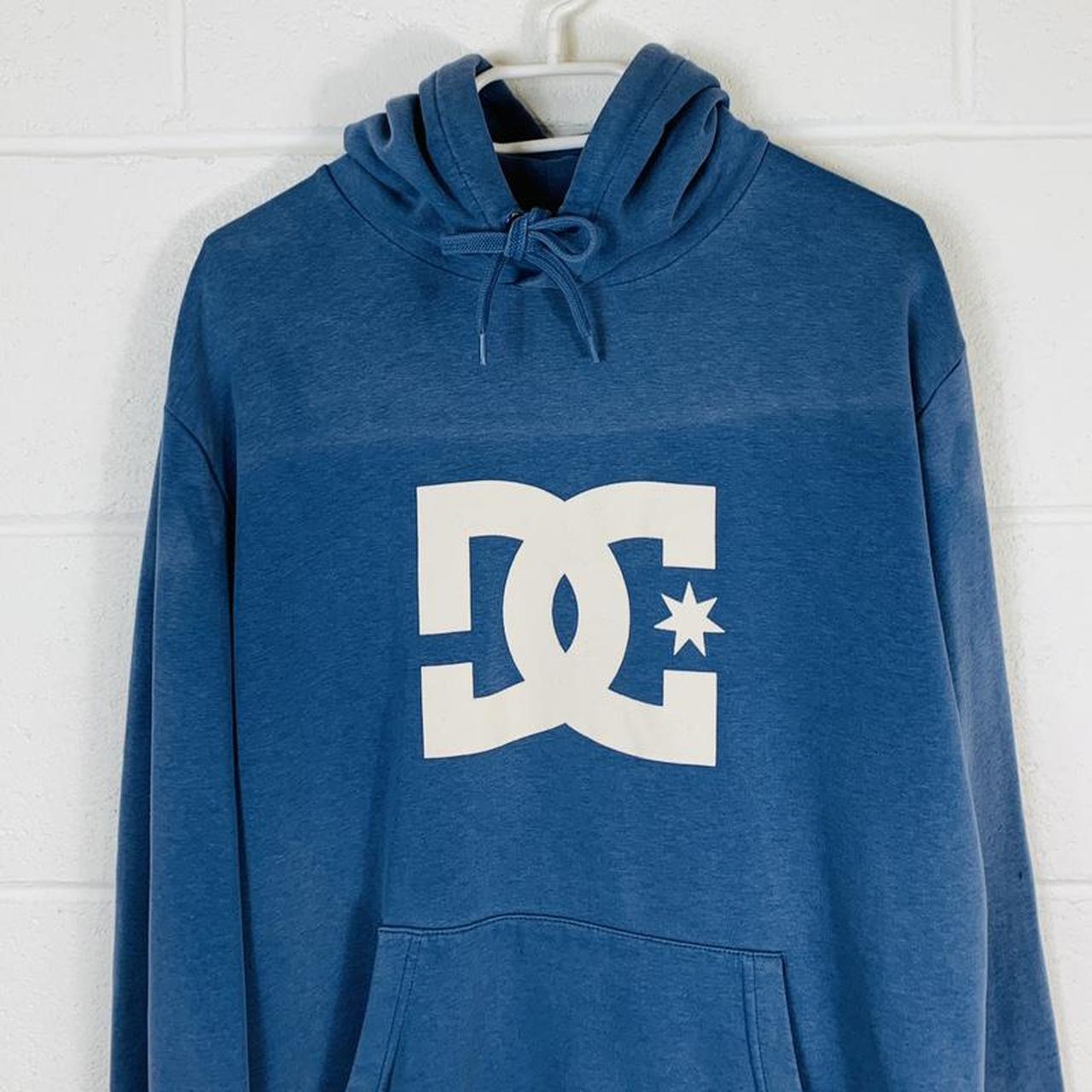 Vintage DC Shoes Hoodie in Blue; Graphic Print... - Depop