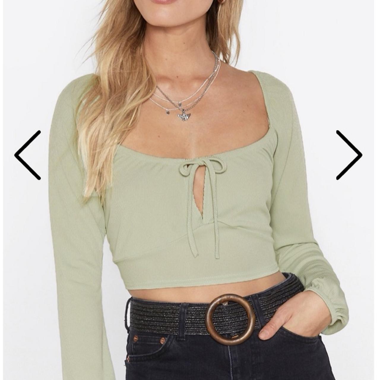 Nasty gal super peng milkmaid top💚 Perfect condition... - Depop