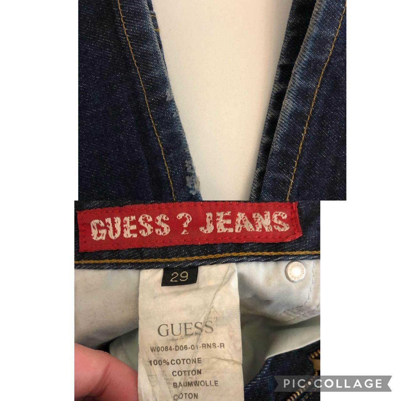 Vintage 90s Guess blue low waisted flare jeans... - Depop