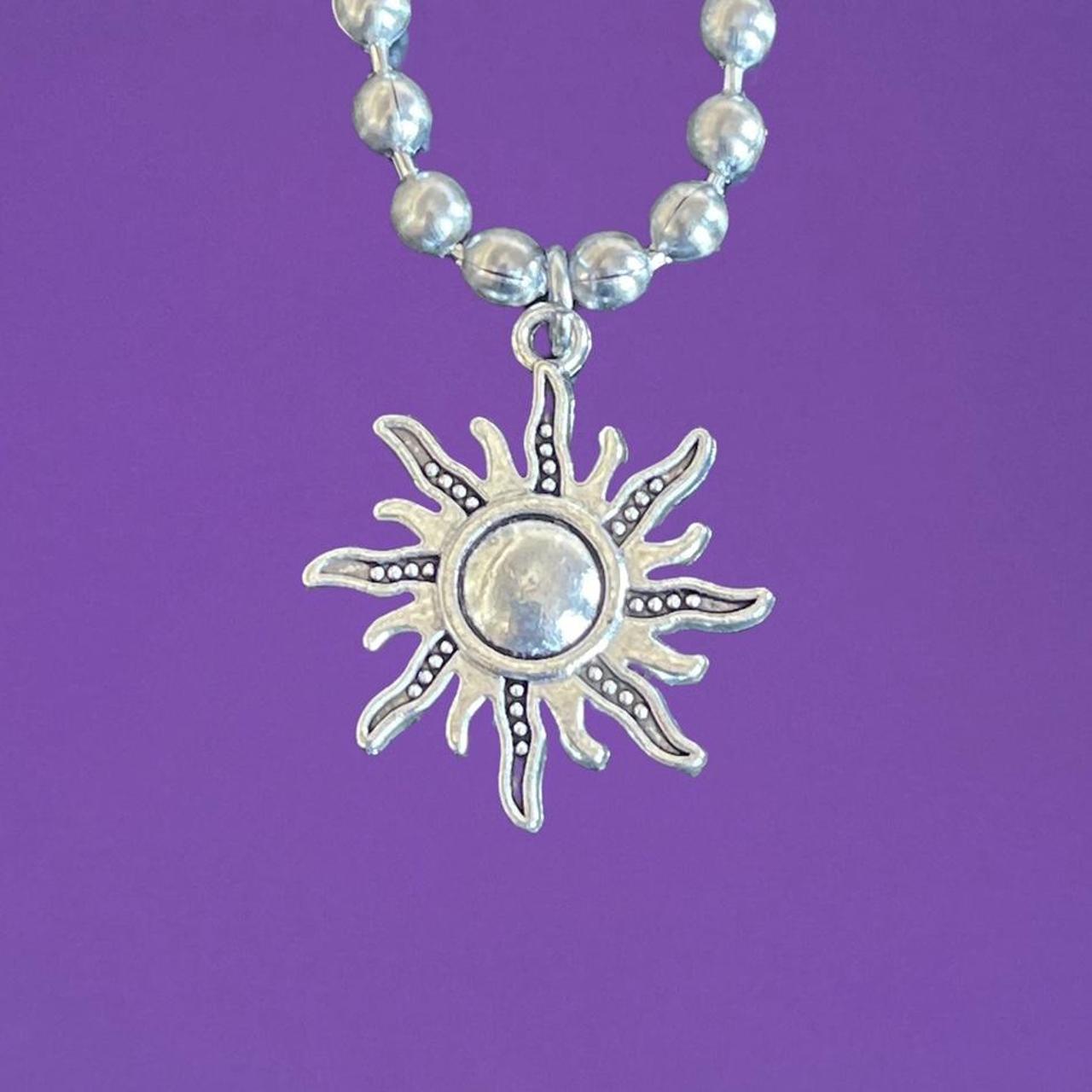 silver sun necklace default 16” long stainless... - Depop