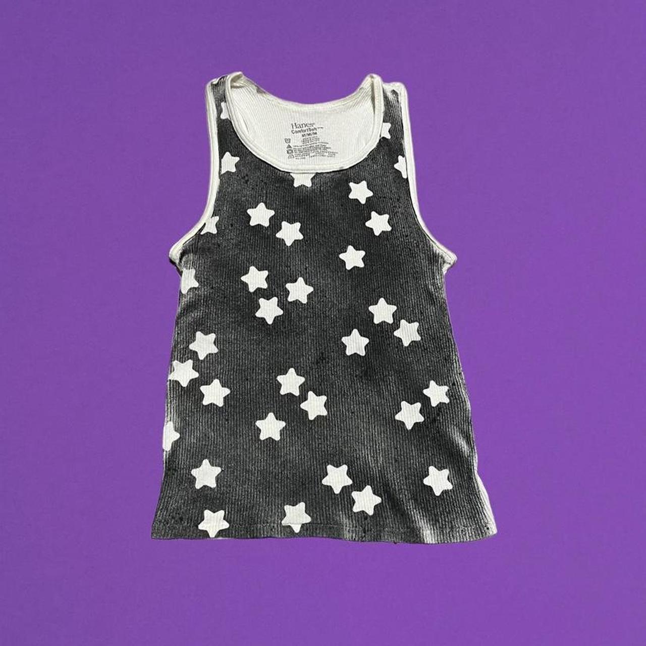 star tank top black white ★ designed & made by... - Depop