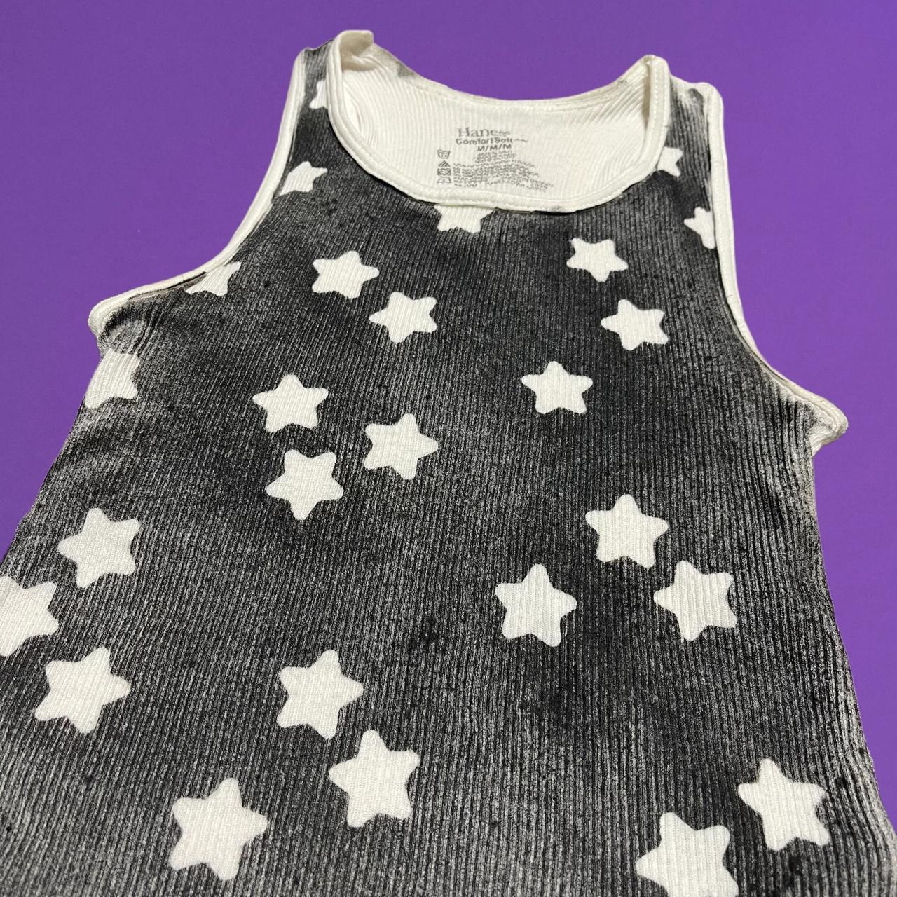 star tank top black white ★ designed & made by... - Depop