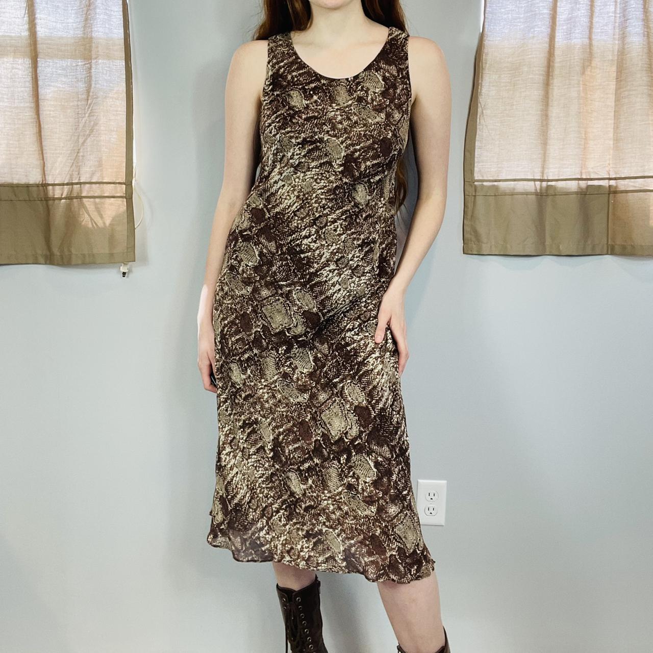 Vintage snake print flowy midi dress 🐍 by the brand... - Depop