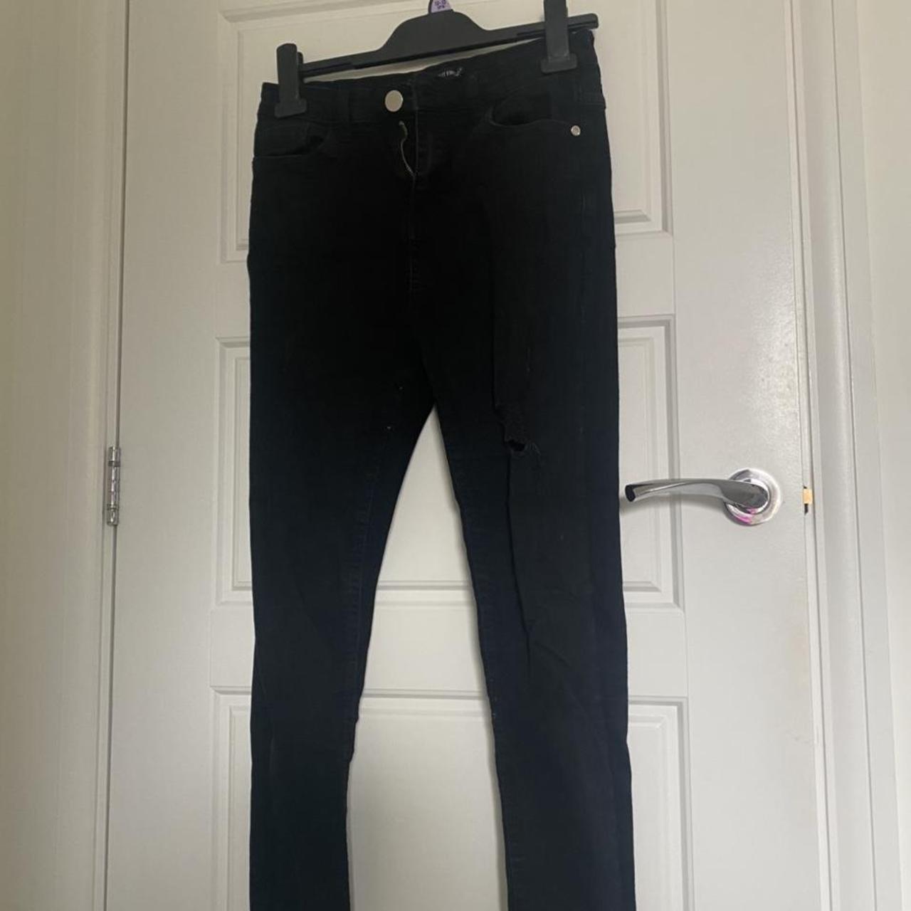 Black skinny slightly ripped jeans. Size 8. Hardly... - Depop