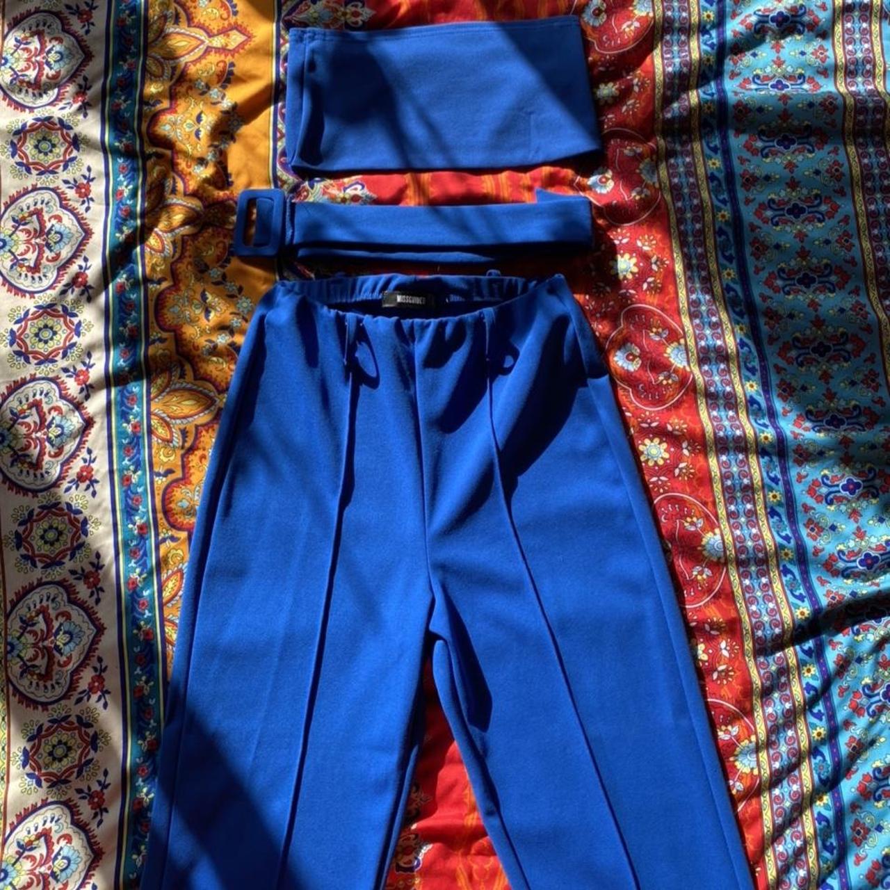 the cutest bright royal blue two piece set with... - Depop