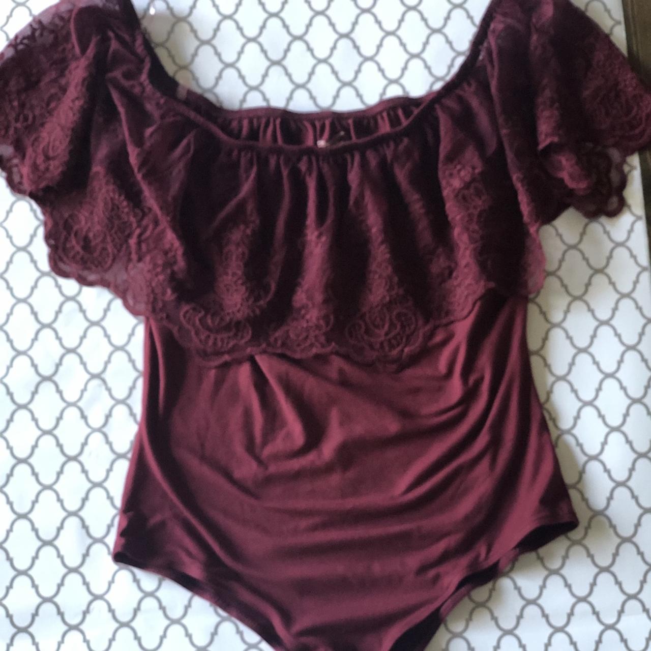 This maroon bodysuit is the most beautiful thing... - Depop