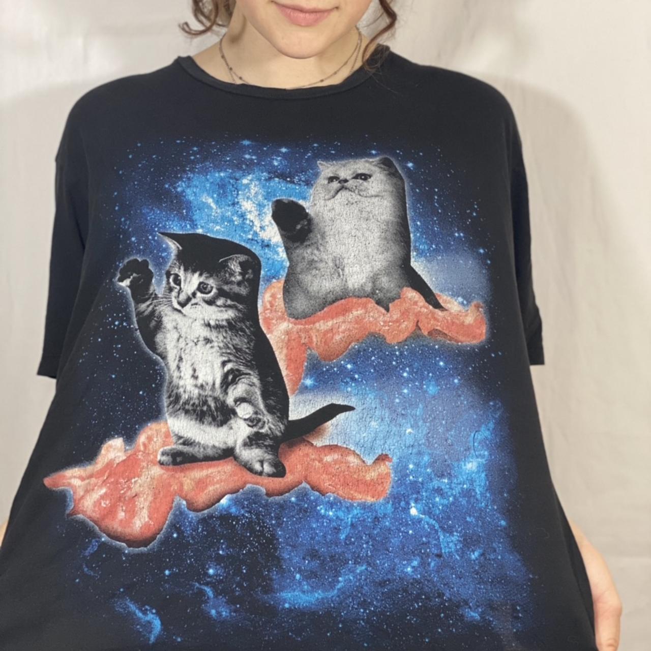 Cats In Space on Bacon Meme Shirt 100%... - Depop