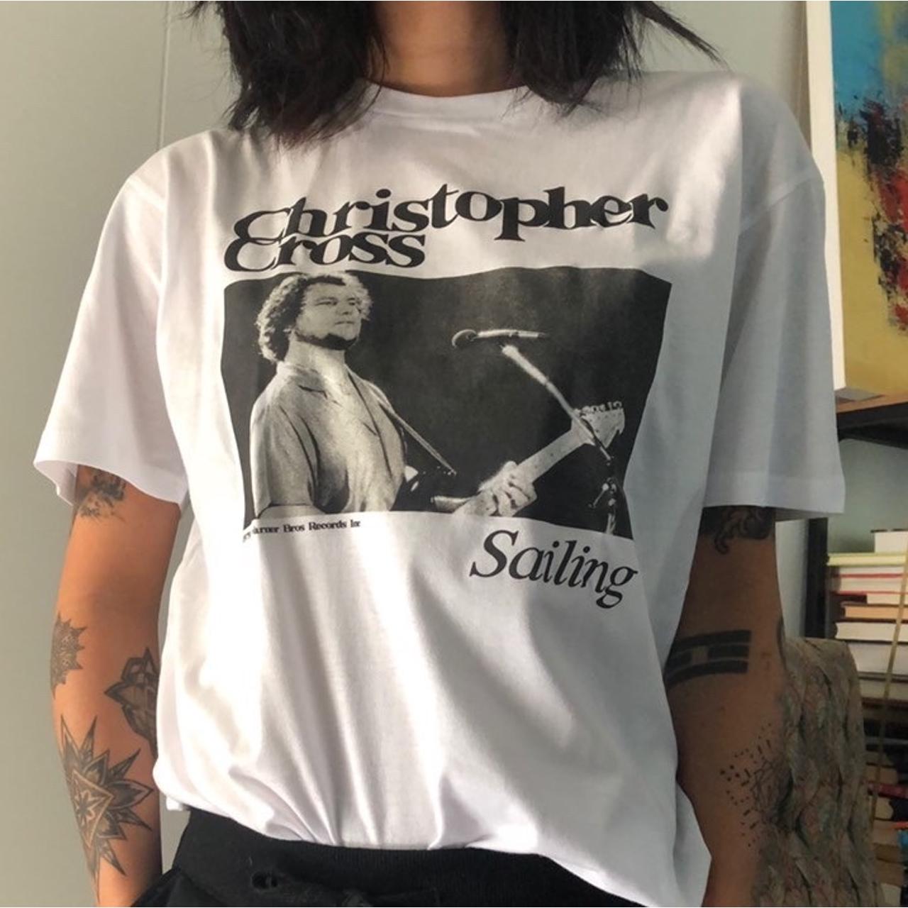 Christopher Cross Sailing Tee. Black ink on white.... - Depop