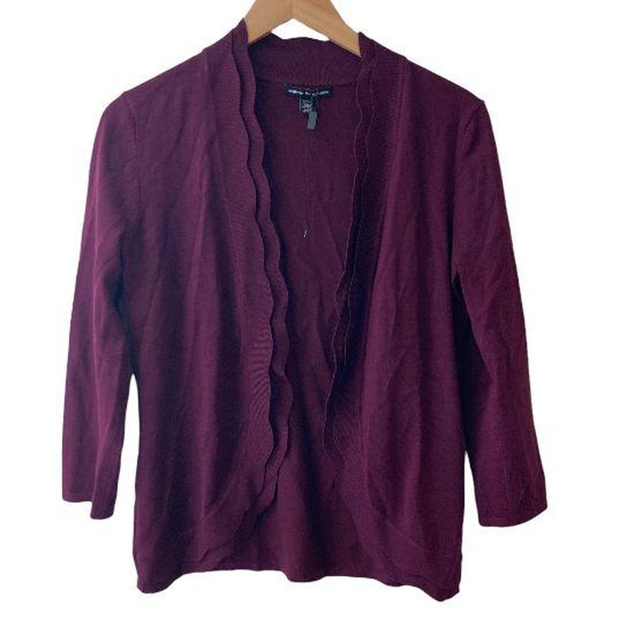 Cable & gauge purple open cardigan with ¾ length... - Depop