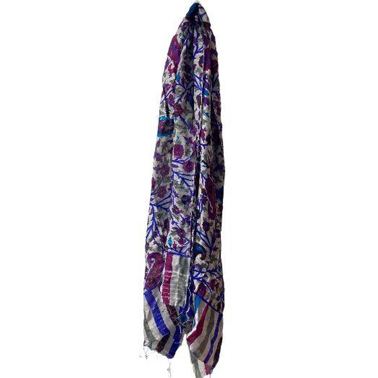 Paisley long rectangle scarf purple blue green Great... - Depop