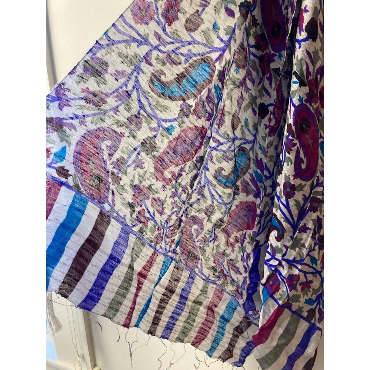Paisley long rectangle scarf purple blue green Great... - Depop