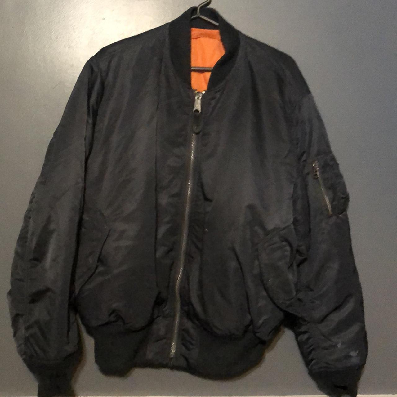 Steel blue flight jacket - Depop