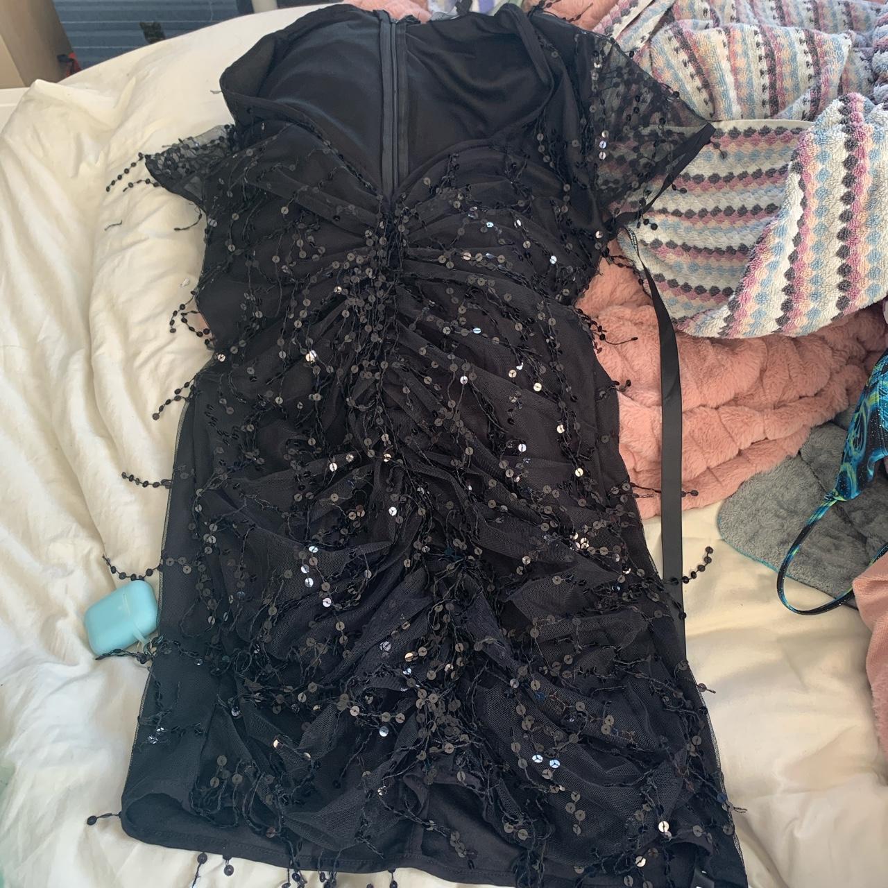 Brand new PLT dress with dangly sequins black with... - Depop