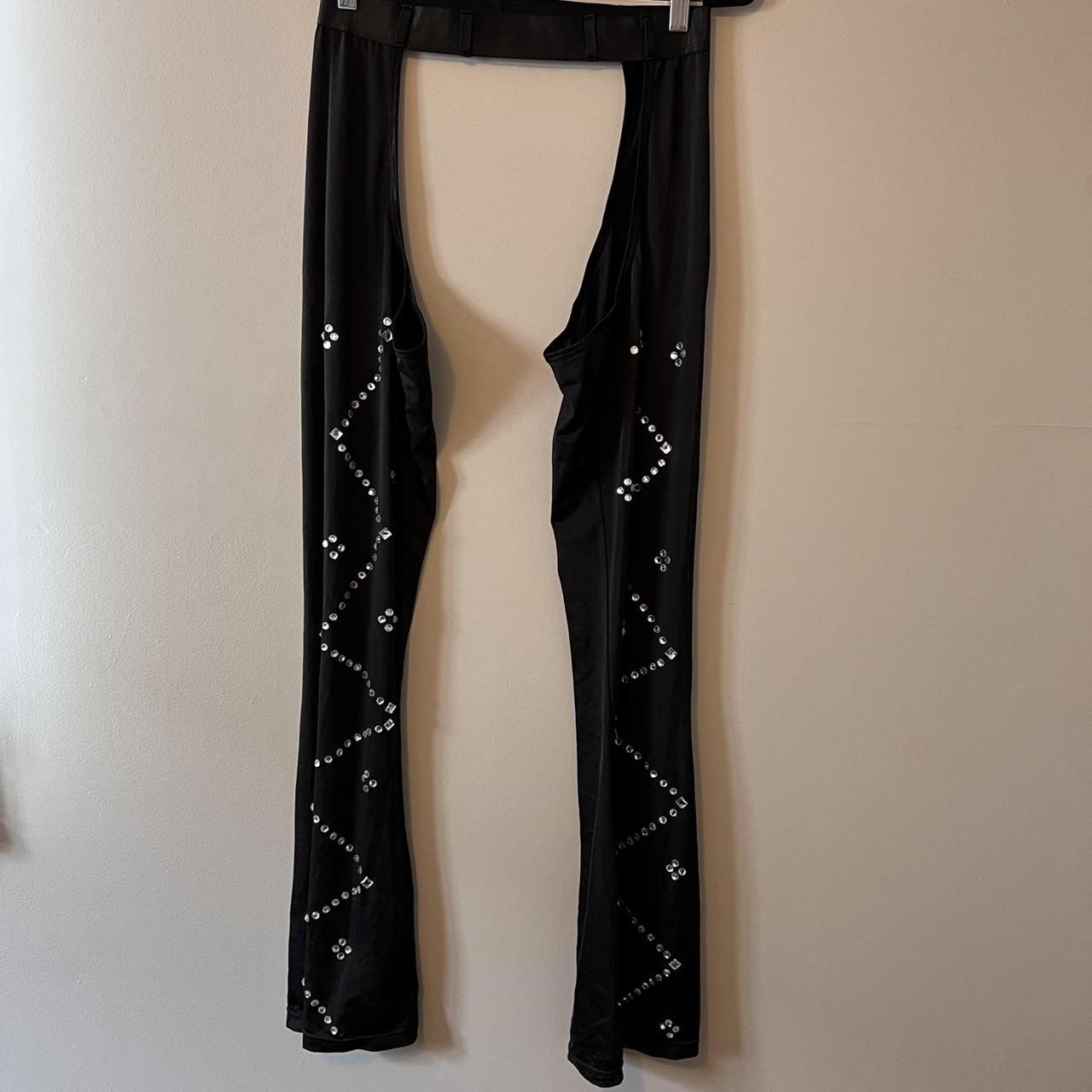 Rhinestone cowgirl chaps Stretchy with belt... - Depop