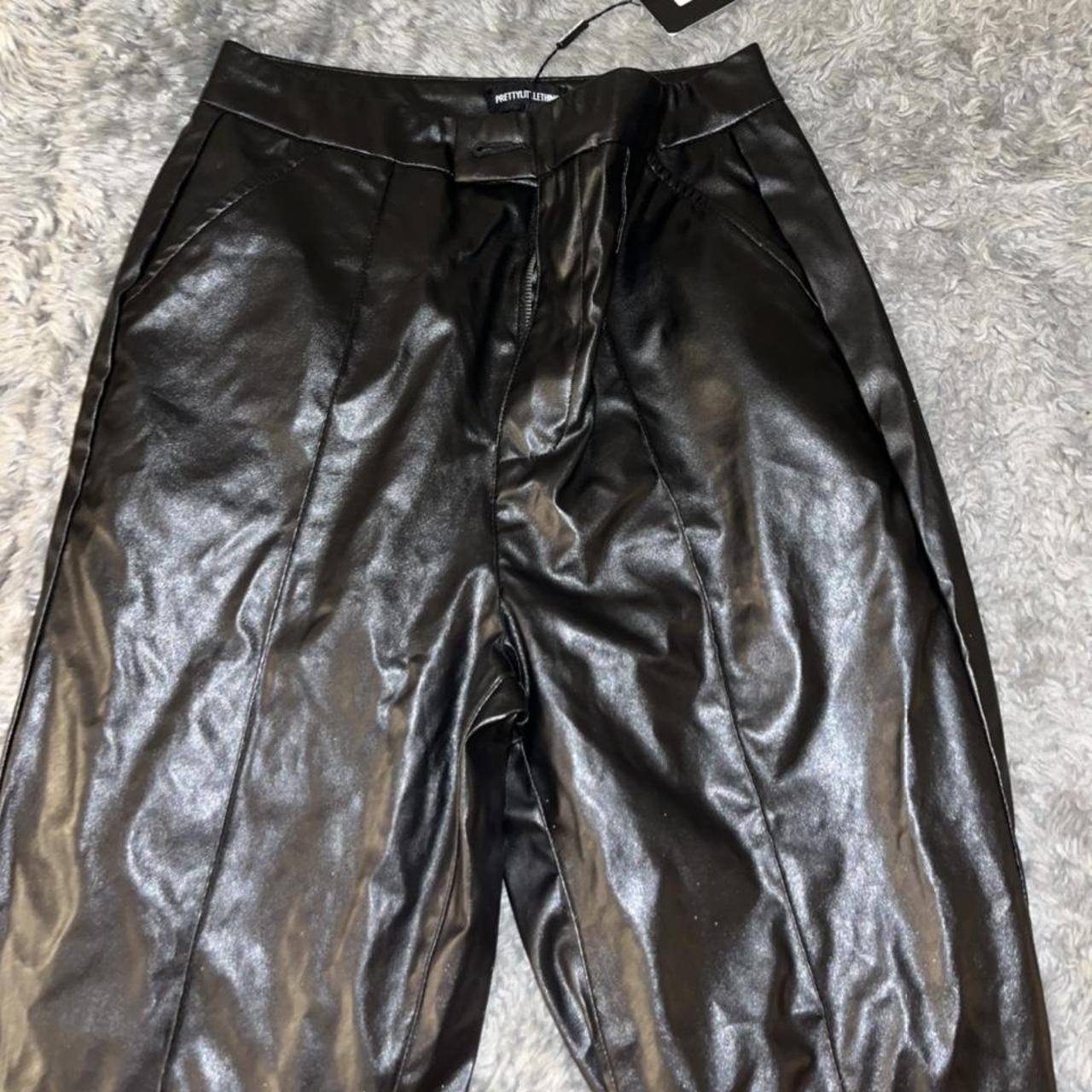 Plt high waisted leather trousers - Depop