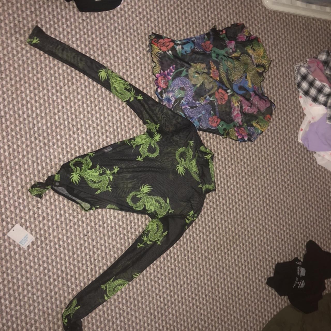 2 dragon tops … mesh dragon bodysuit pretty little... - Depop