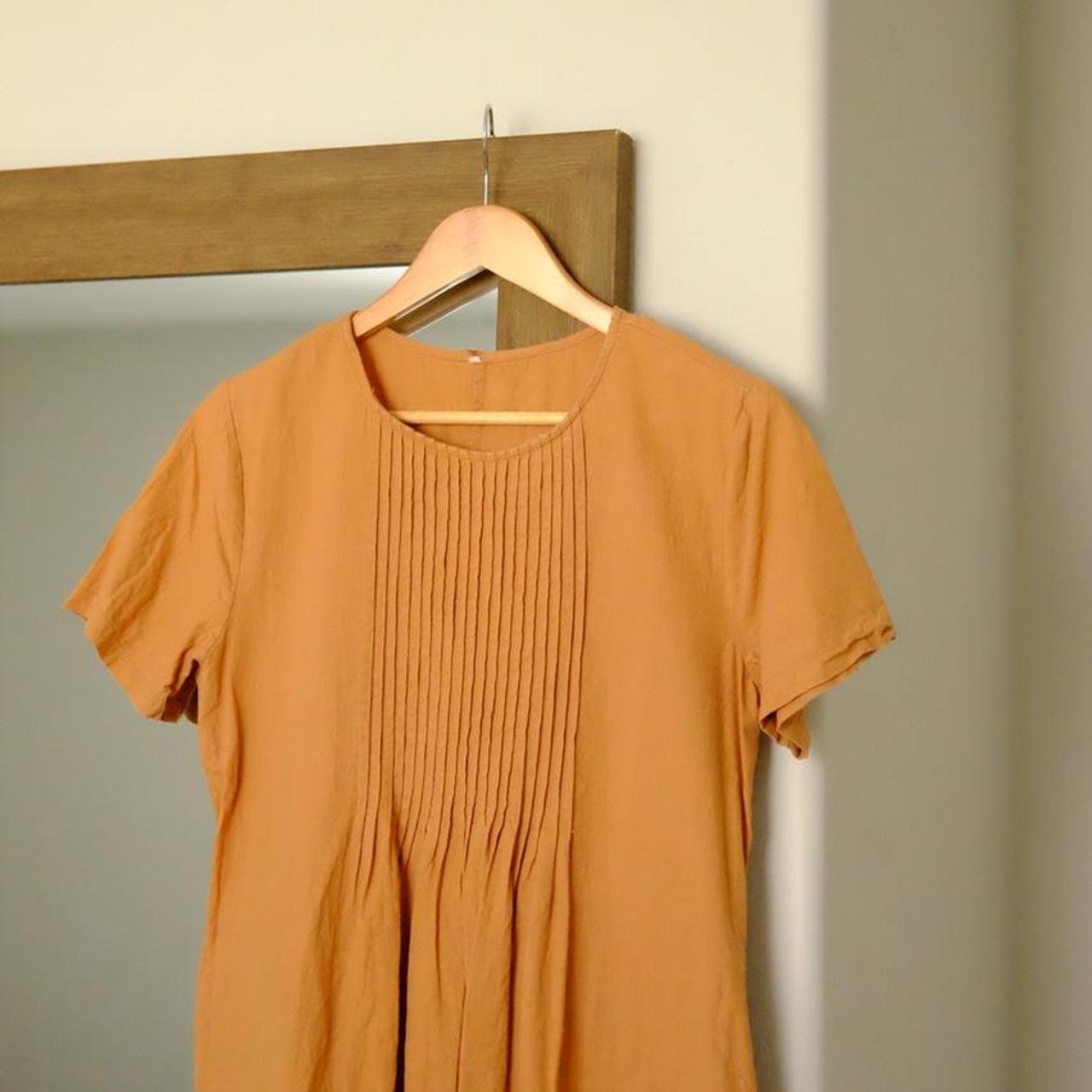 Vintage muted/rust orange linen midi dress Minor... - Depop