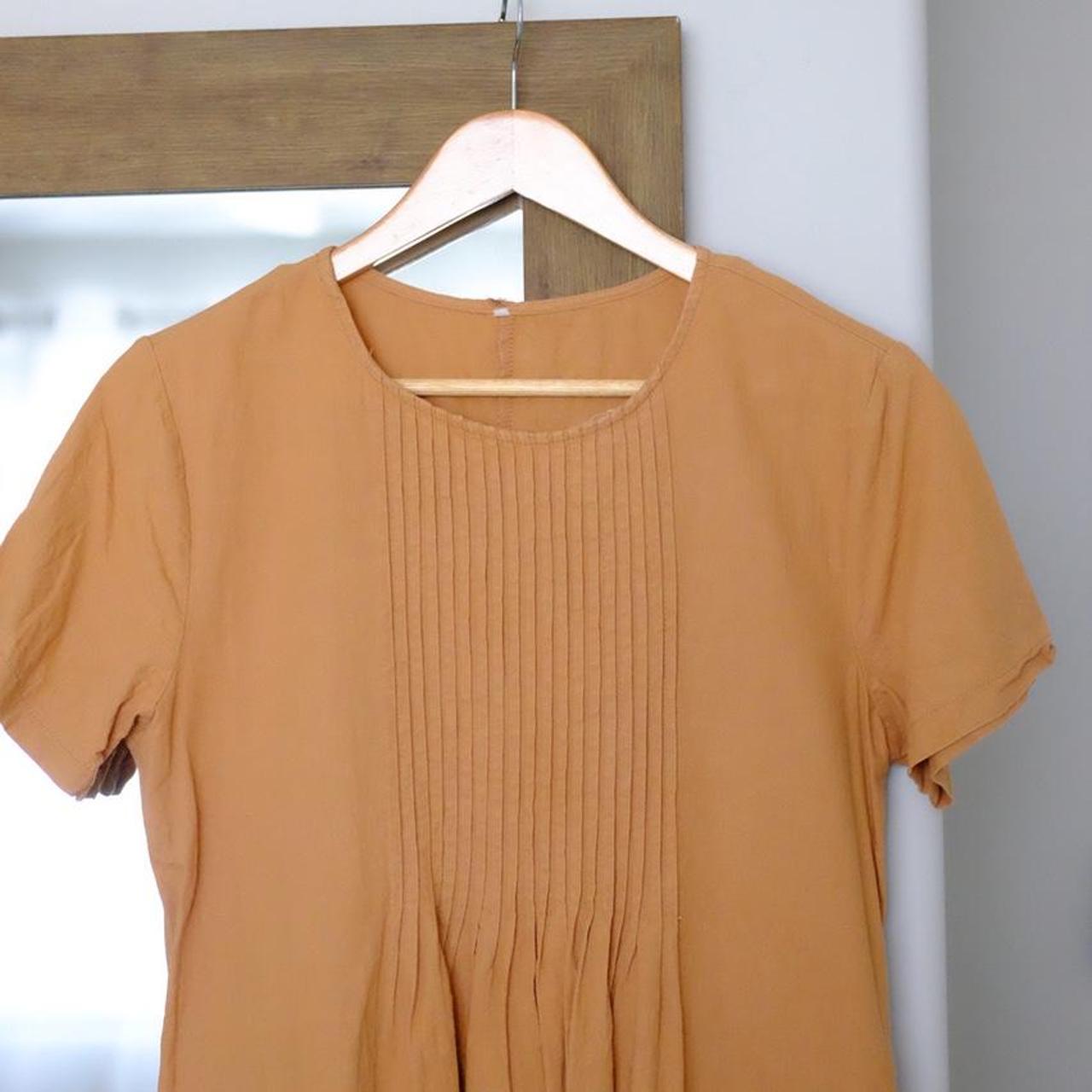 Vintage muted/rust orange linen midi dress Minor... - Depop