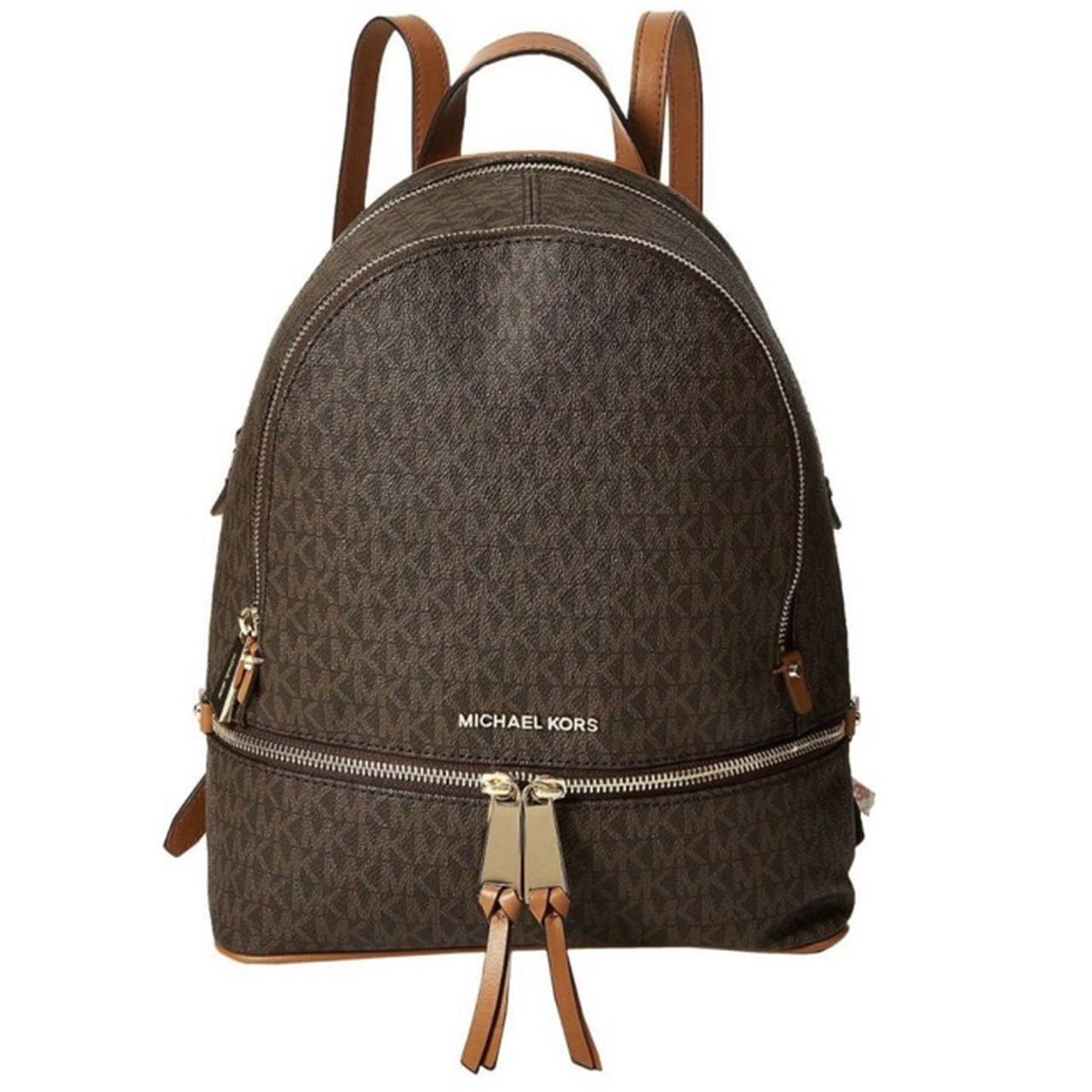Brown Micheal Kors Rhea Medium sized backpack! In... - Depop