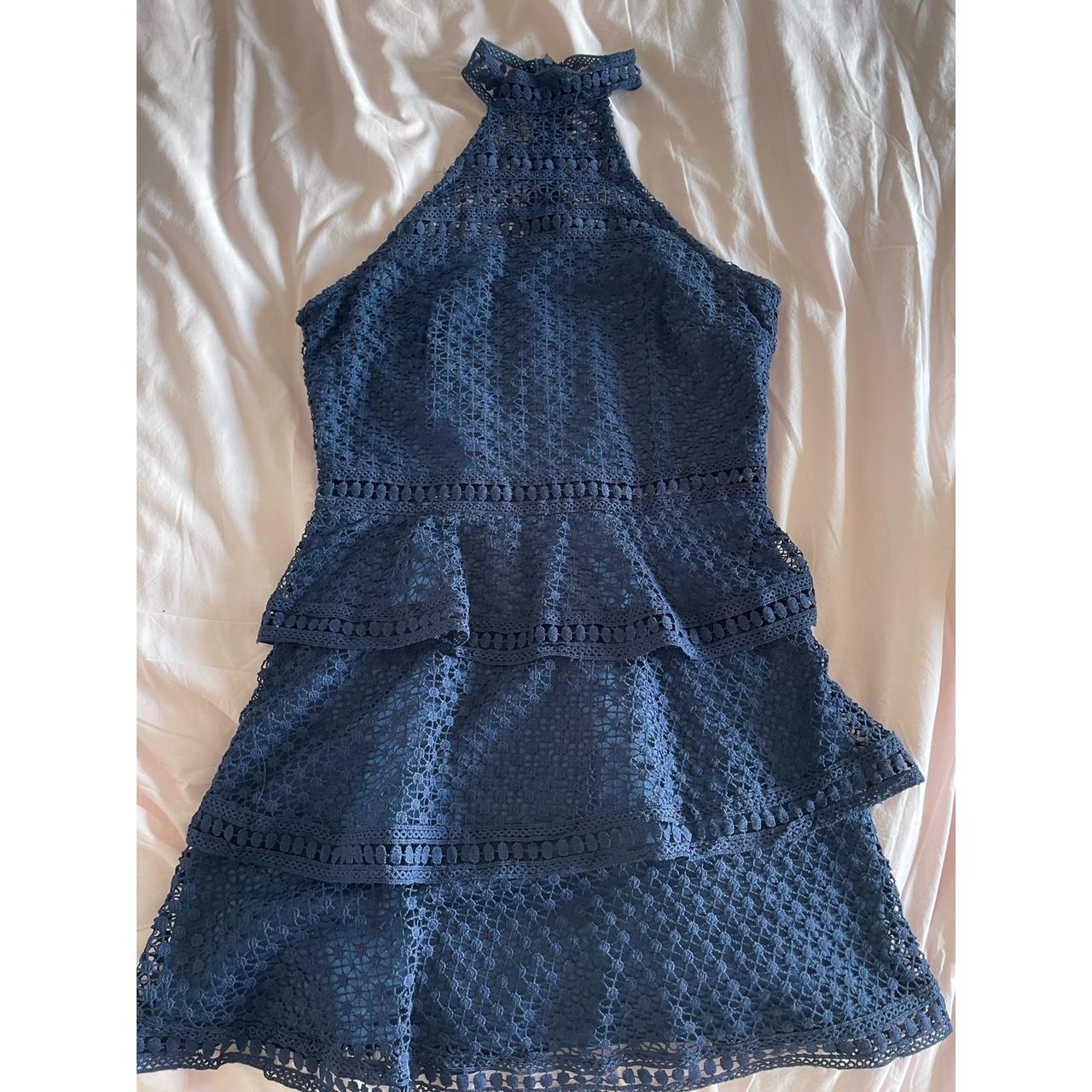 Stunning navy blue lace tiered panel dress Worn once... - Depop