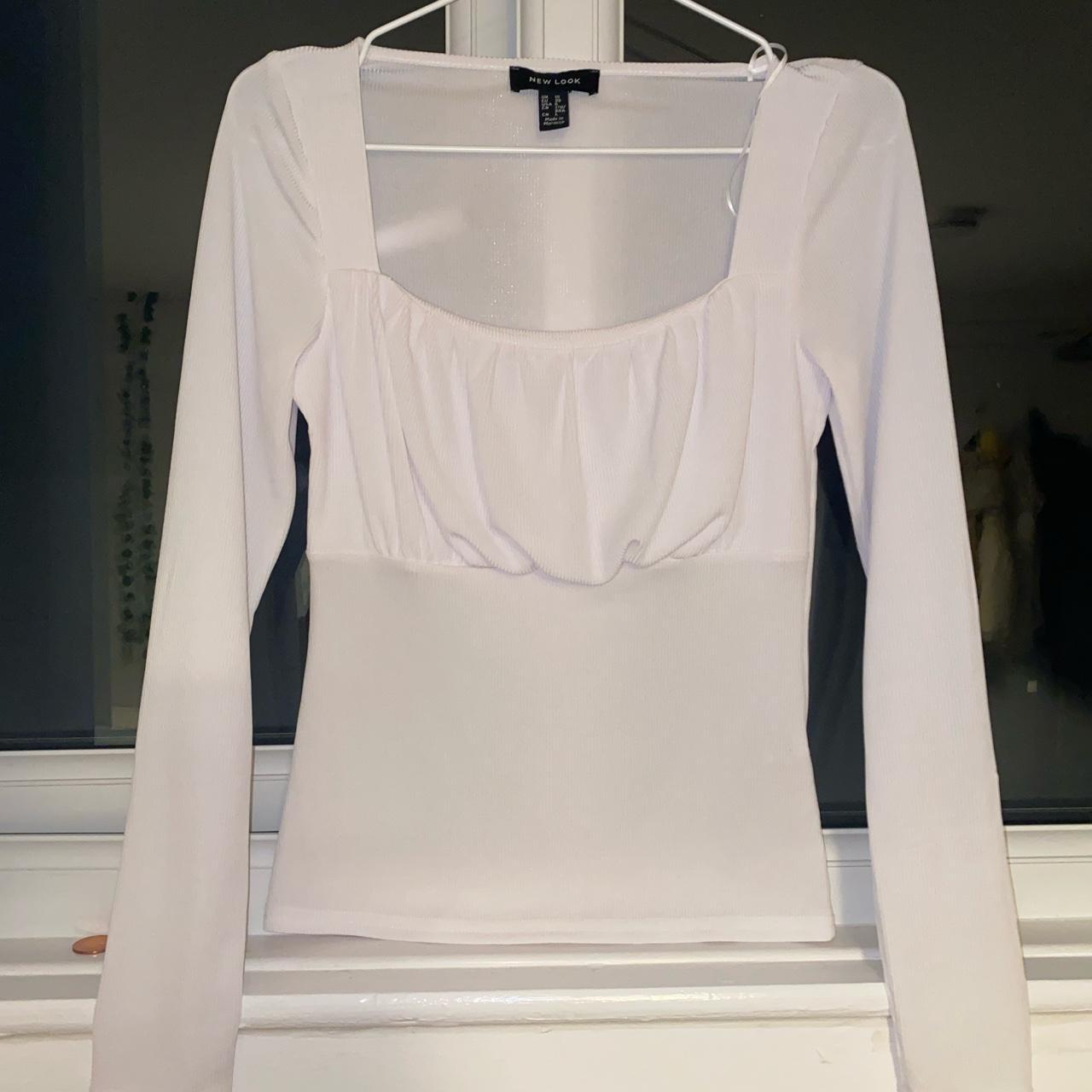 New look • fitted top square neck ruched bust long... - Depop