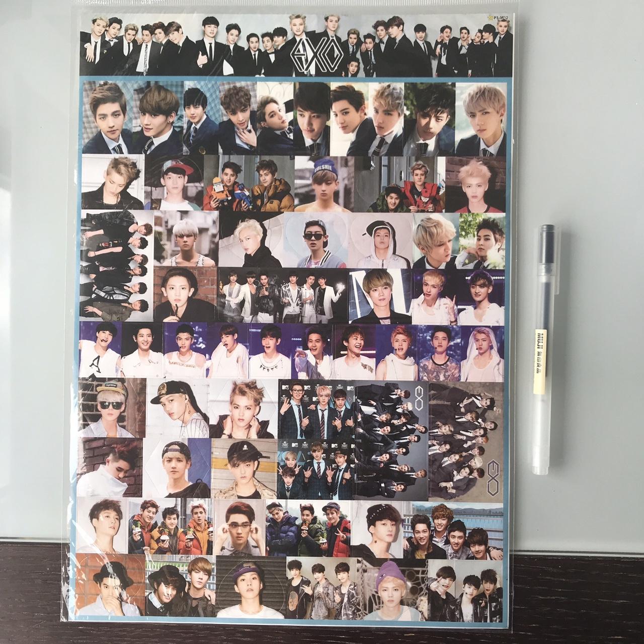 EXO Sticker Sheet Bundle - 4 huge sheets pen for... - Depop