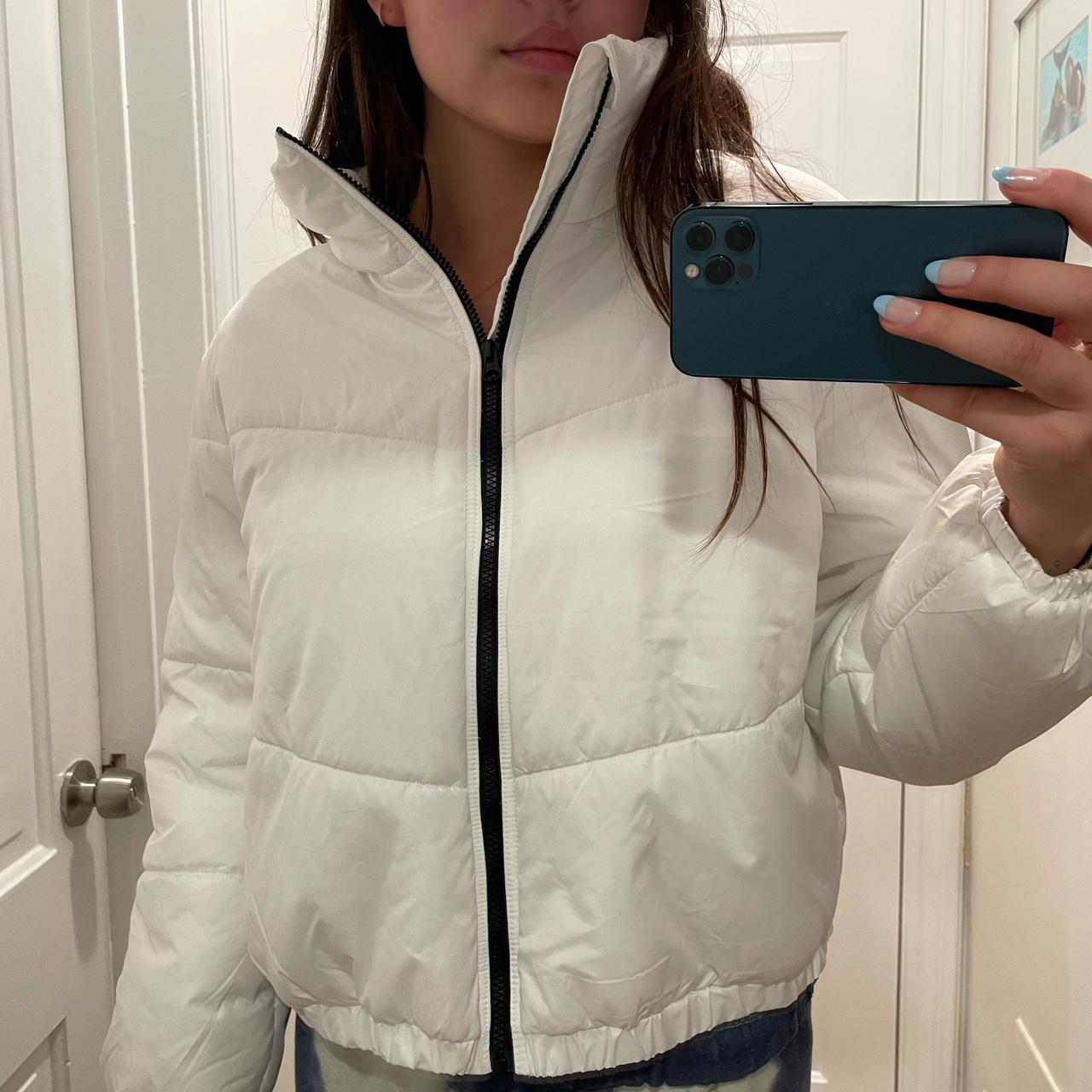 white puffer jacket so warm, cozy, and cute!!!... - Depop