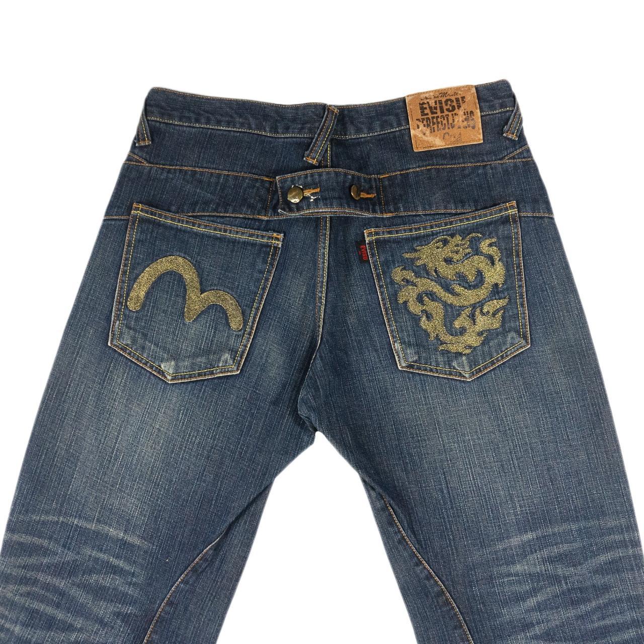 Evisu Jeans Navy Denim These vintage Imported... - Depop