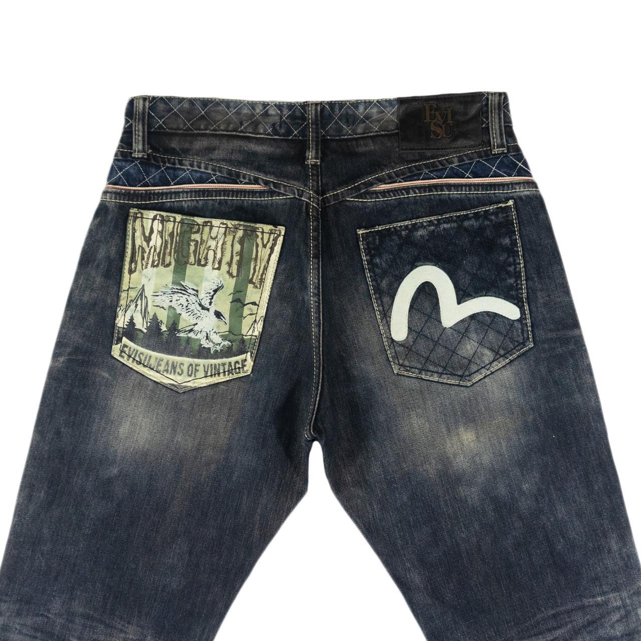 Evisu Jeans Navy Denim These vintage Imported... - Depop