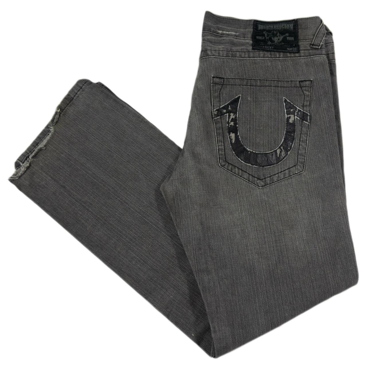 Vintage True Religion Grey Jeans Double Stitch Denim... - Depop