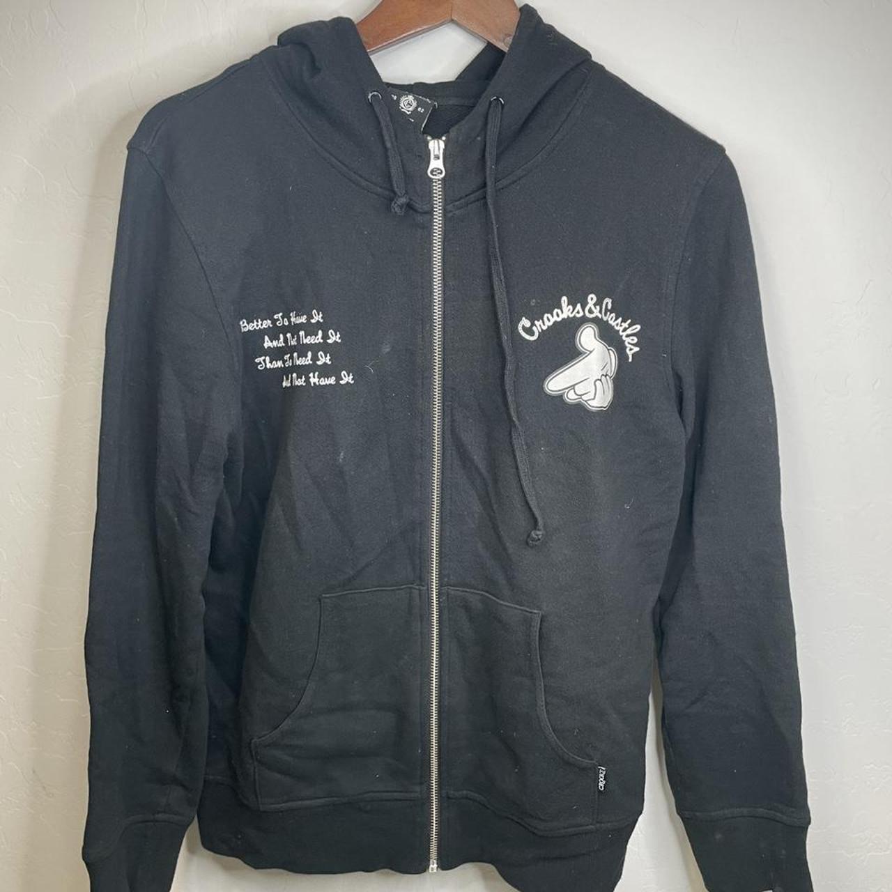 Crooks & Castles Women's Black and White Hoodie | Depop