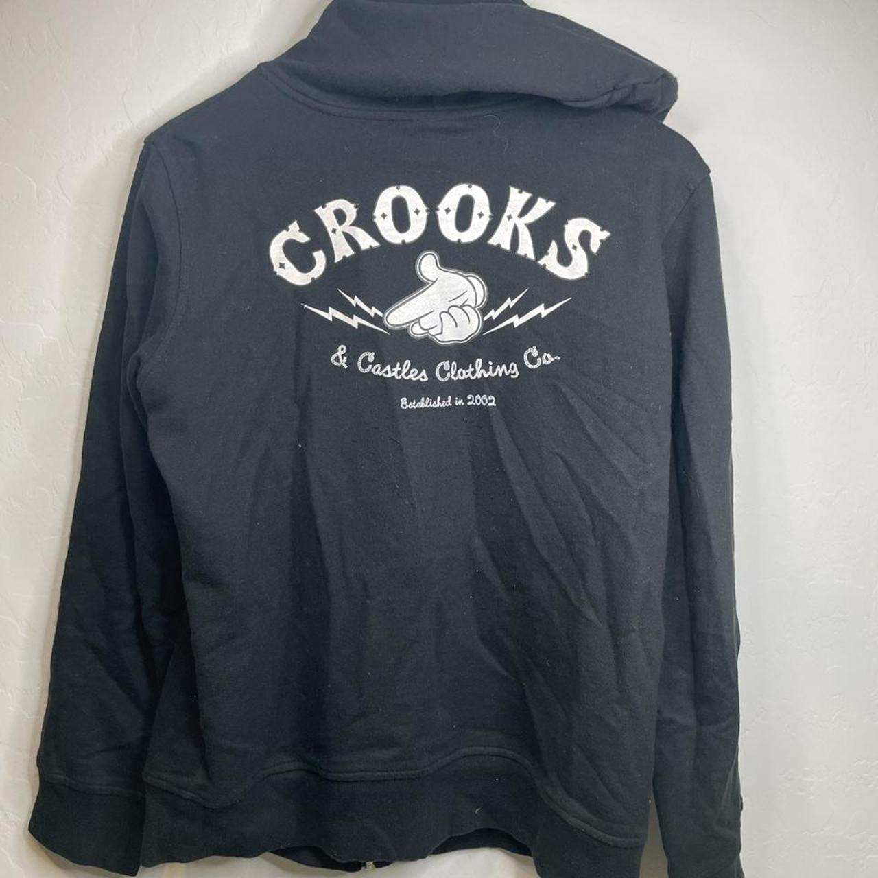 Crooks & Castles Women's Black and White Hoodie | Depop