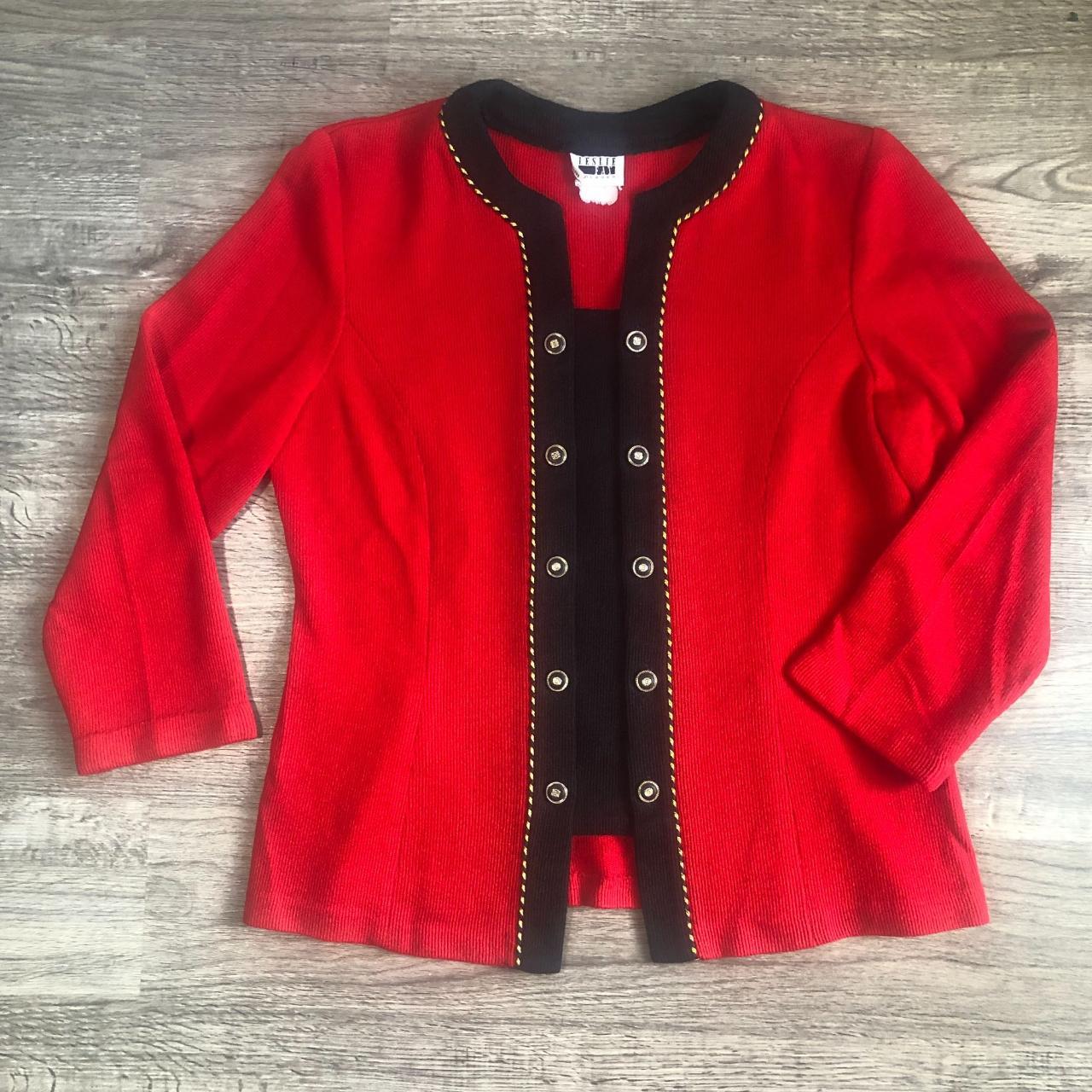 Vintage 90s Leslie Fay Dresses Red Black Knit with... - Depop