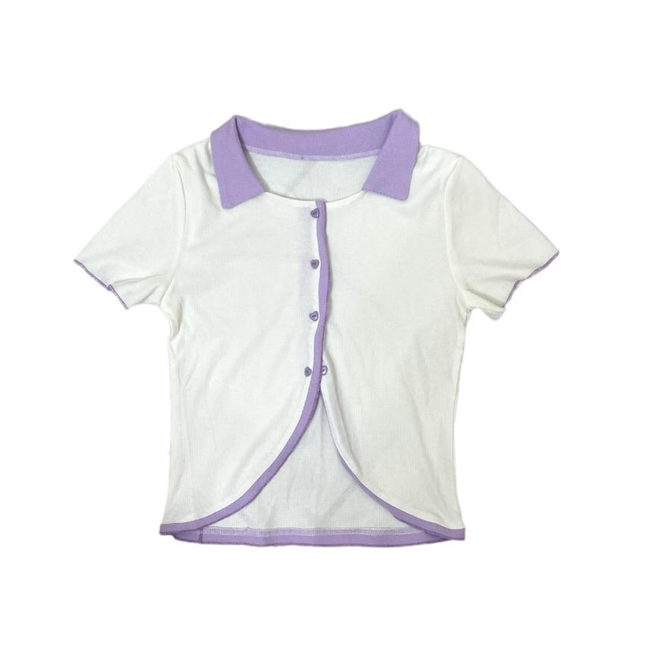 ShopCider cropped top with a purple accent + cute... - Depop