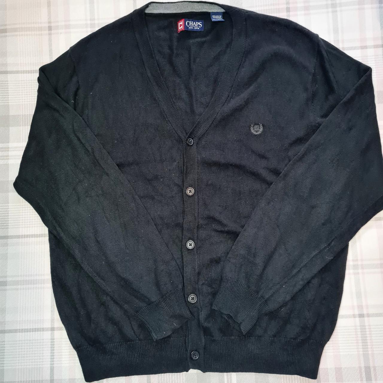 CHAPS Ralph Lauren Black Button up cardigan. Size:... - Depop