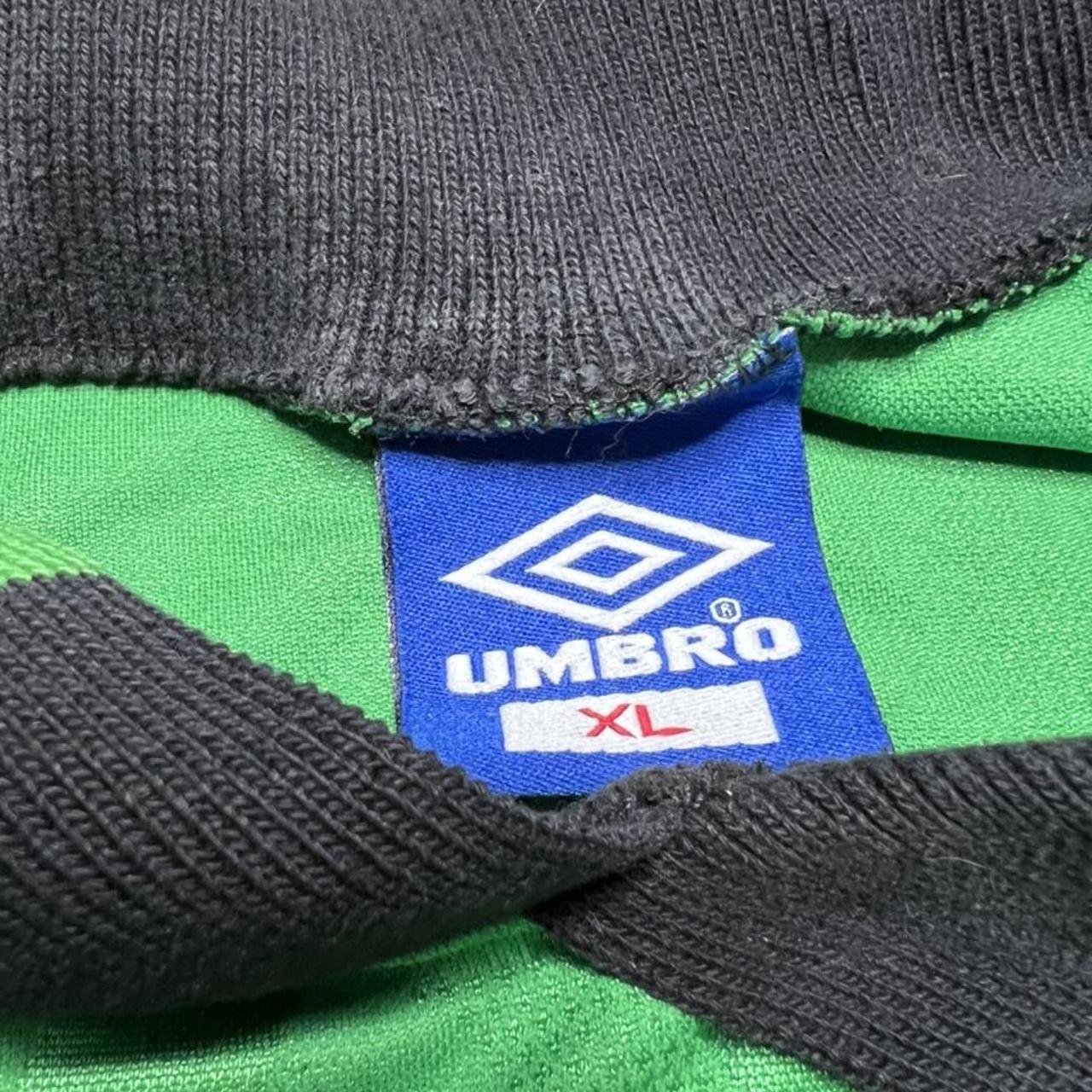 Vintage Umbro Soccer Jersey Long Sleeve 1990s Green... - Depop