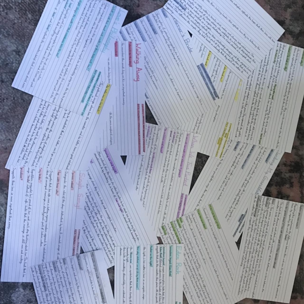 GCSE ENGLISH LOVE AND RELATIONSHIPS FLASHCARDS ON... - Depop