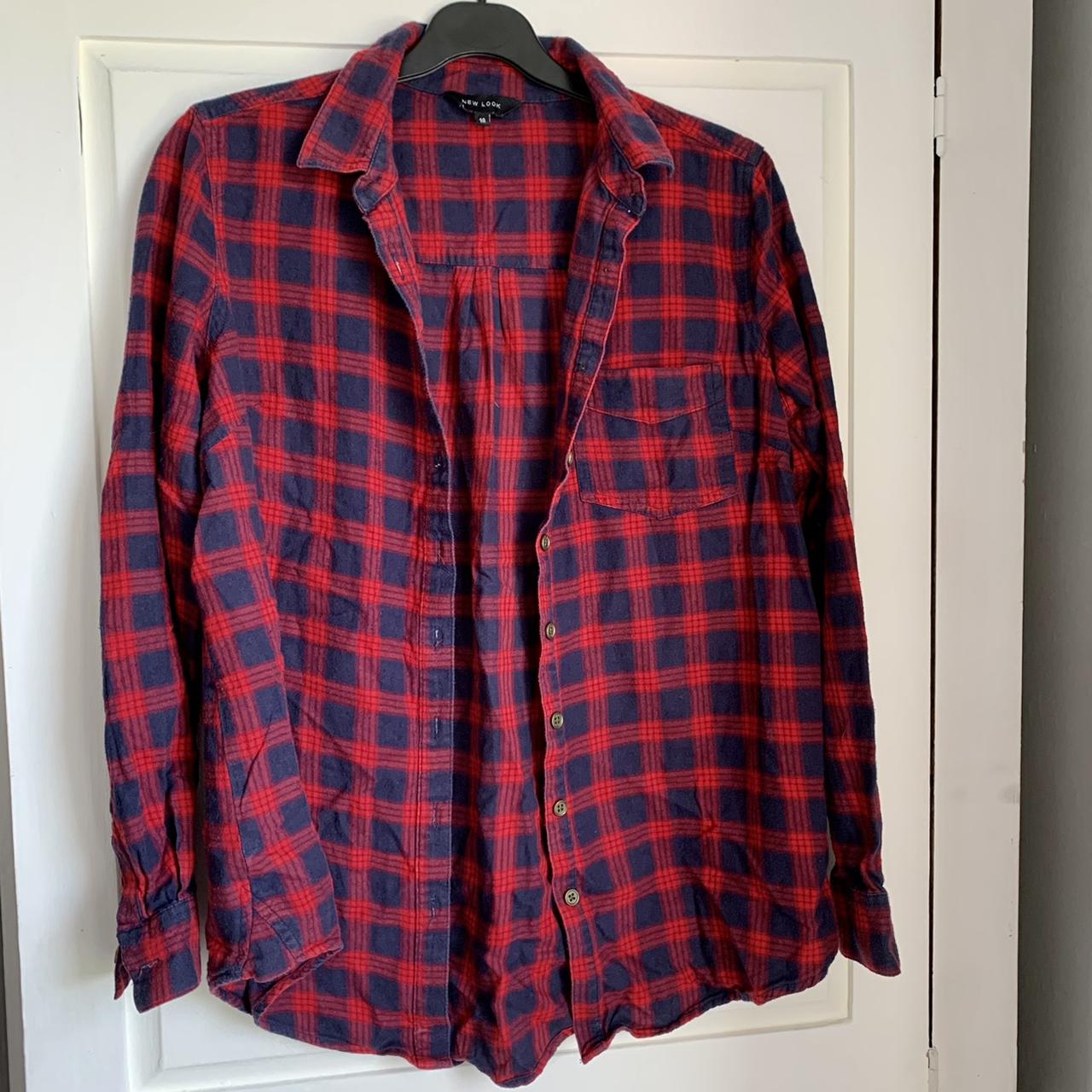 Red and navy checkered shirt Great condition Size... - Depop