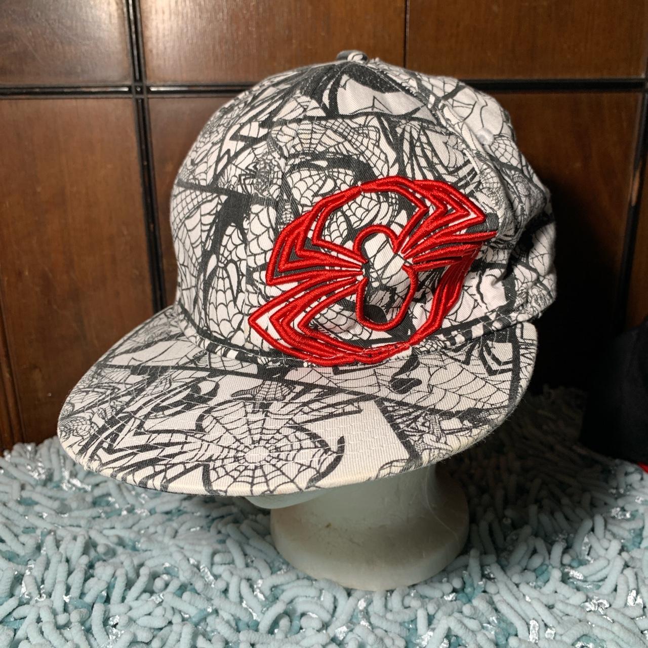New Marvel fitted cap white with black spiderweb and... - Depop