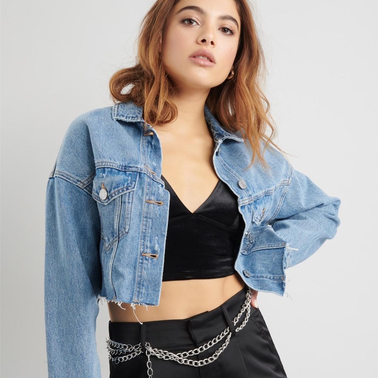 ASOS ONLY Cropped Jean Jacket in size 34. Fit like... - Depop