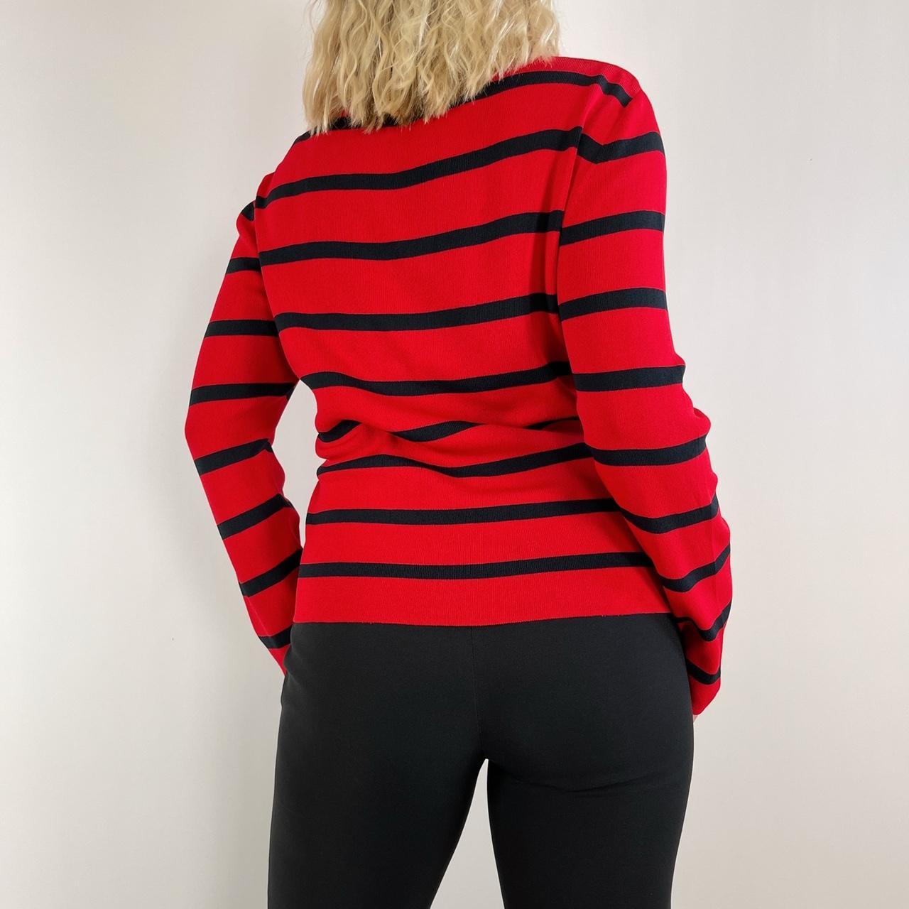 Red Striped Cardigan. Preloved. Button front... - Depop Red Striped Cardigan. Preloved. Button front... - Depop