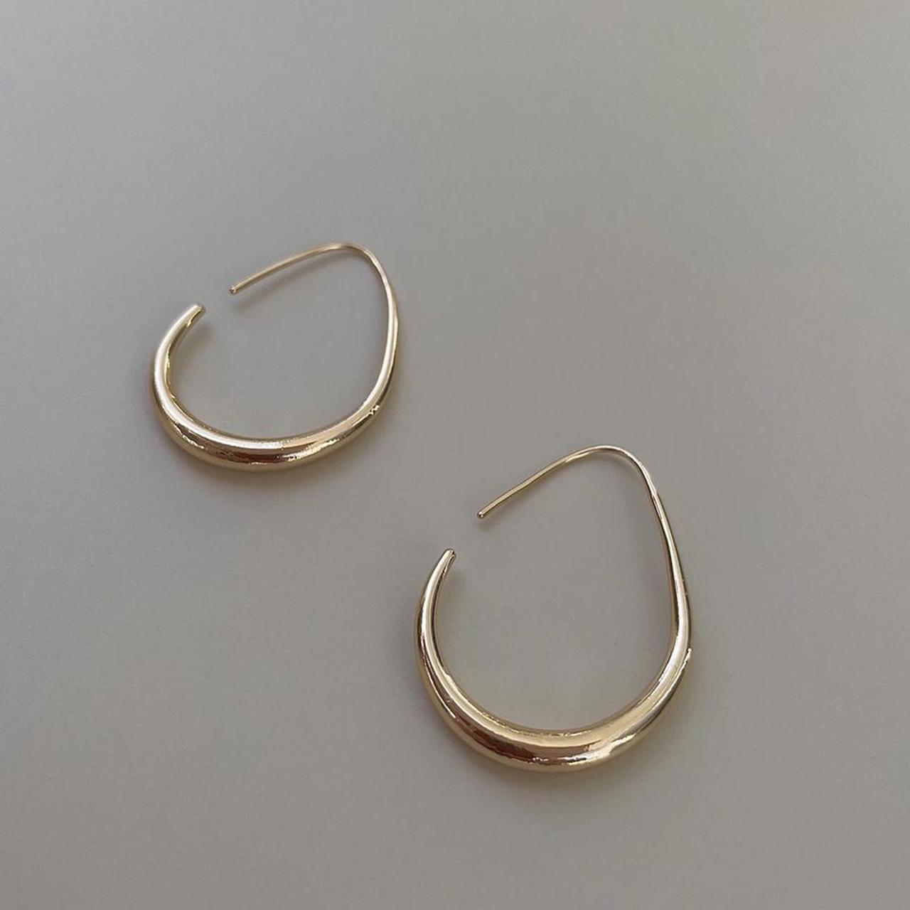 Large Gold Hoop Earrings, Thin Delicate Hoop... - Depop