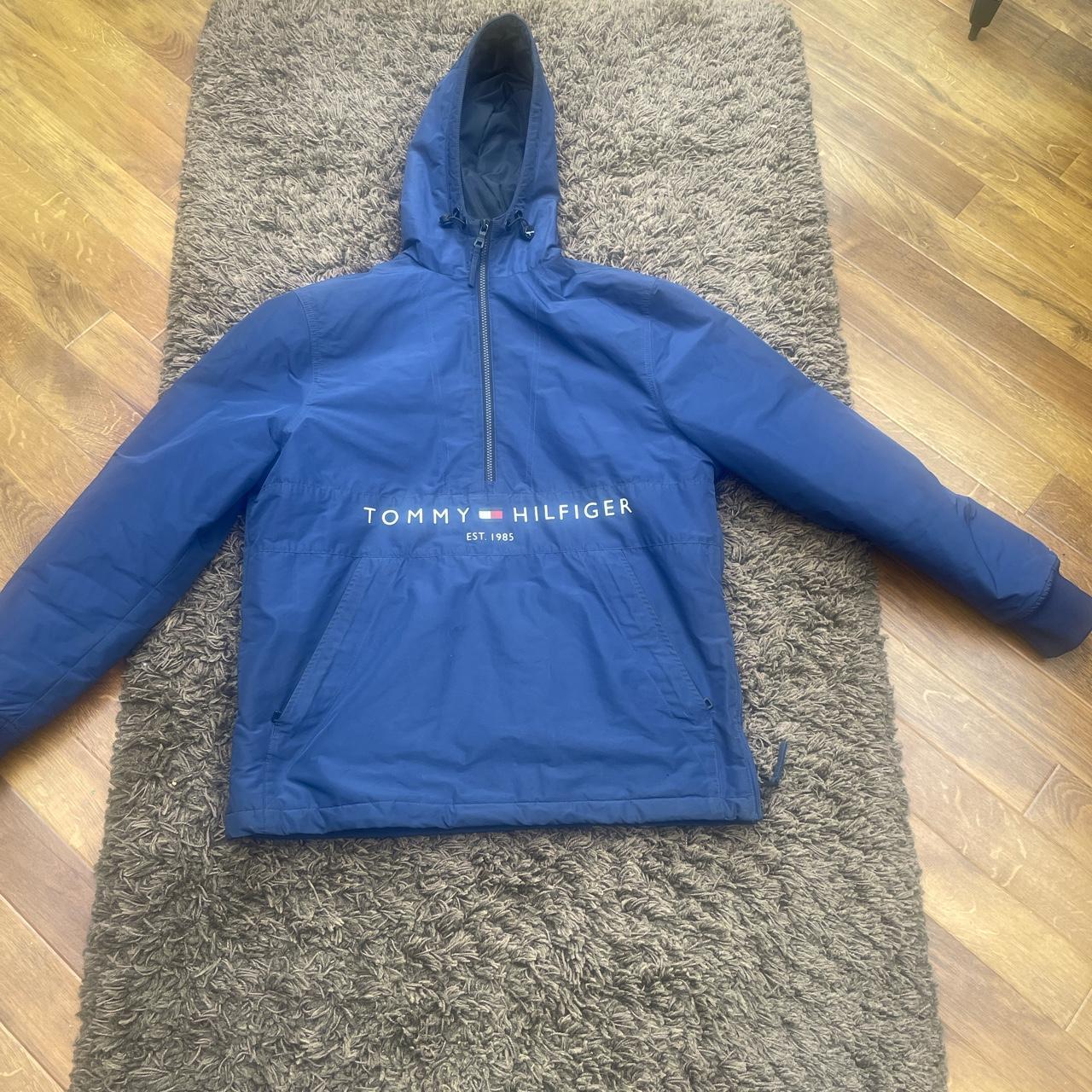 tommy hilfiger half zip overhead winter coat in a... - Depop